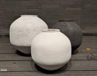 China Fiber Clay Planter Round Vintage Terracotta Pot with Drainage Holes 35x35x35cm for sale