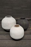China Fiber Clay Planter Round Vintage Terracotta Pot with Drainage Holes 35x35x35cm for sale