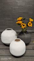 China Fiber Clay Planter Round Vintage Terracotta Pot with Drainage Holes 35x35x35cm for sale
