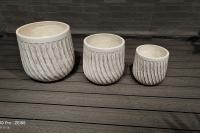 China Fiber Clay Planter Round Modern Durable Lightweight 7-8 Years Indoor Life Custom Color Sizes A B C for sale