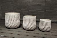 China Fiber Clay Planter Round Modern Durable Lightweight 7-8 Years Indoor Life Custom Color Sizes A B C for sale