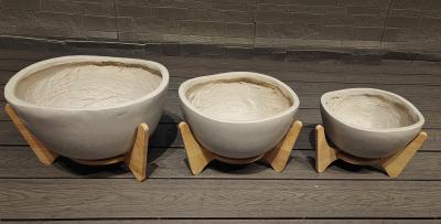 China Fiber Clay Planter 7-8 Years Indoor Hand Carved Modern Reinforced Plant Pot for sale