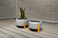China Hand Carved Fiber Clay Planter Round Modern Frost Resistant 410x200mm for Indoor Outdoor for sale