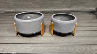 China Hand Carved Fiber Clay Planter Round Modern Frost Resistant 410x200mm for Indoor Outdoor for sale