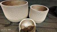 China Fiber Clay Planter Frost Resistant Round 300x410mm Hand Carved Indoor Outdoor 5-6 Year Lifespan for sale