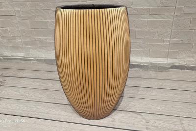 China Fiber Clay Planter Round Frost Resistant Textured Surface Indoor Decoration 7 Day Sample for sale