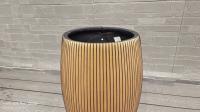 China Fiber Clay Planter Round Frost Resistant Textured Surface Indoor Decoration 7 Day Sample for sale