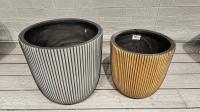 China Fiber Clay Planter 5-6 Years Outdoor Frost Resistant Hand Carve Texture Pot for sale