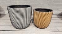 China Fiber Clay Planter 5-6 Years Outdoor Frost Resistant Hand Carve Texture Pot for sale