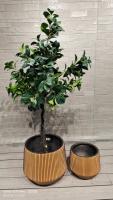 China Custom Fiber Clay Planter Round 7-8 Years Indoor Life Cement Reinforced for sale