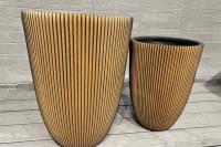 China Hand Carved Fiber Clay Planter Frost Resistant Round Flower Pot for Indoor Decoration 7-8 Year Lifespan for sale
