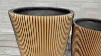 China Hand Carved Fiber Clay Planter Frost Resistant Round Flower Pot for Indoor Decoration 7-8 Year Lifespan for sale