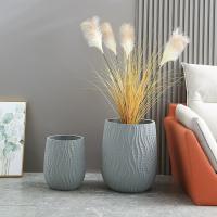 China Quangui Fiber Clay Planter Round D440x390mm Powder Coated Modern Style for Patio Garden for sale