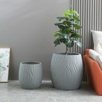 China Quangui Fiber Clay Planter Round D440x390mm Powder Coated Modern Style for Patio Garden for sale