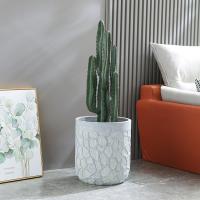 China Quangui Fiber Clay Planter Round Powder Coated D440x390mm Modern Style for Patio Garden for sale