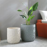 China Quangui Fiber Clay Planter Round Powder Coated D440x390mm Modern Style for Patio Garden for sale