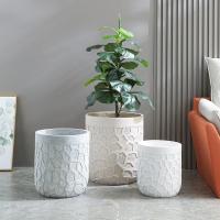 China Quangui Fiber Clay Planter Round Powder Coated D440x390mm Modern Style for Patio Garden for sale