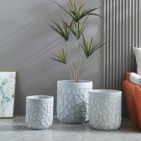 China Quangui Fiber Clay Planter Round Powder Coated D440x390mm Modern Style for Patio Garden for sale