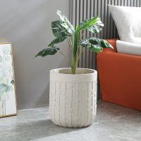 China Quangui Fiber Clay Planter Round Powder Coated D440x390mm Modern Style for Patio Garden for sale