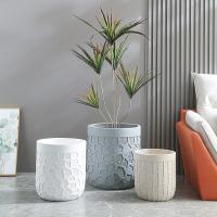 China Quangui Fiber Clay Planter Round Powder Coated D440x390mm Modern Style for Patio Garden for sale