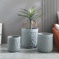 China Quangui Fiber Clay Planter Round Powder Coated D440x390mm Modern Style for Patio Garden for sale