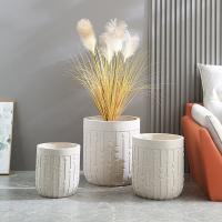 China Quangui Fiber Clay Planter Round Powder Coated D440x390mm Modern Style for Patio Garden for sale