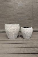 China Custom Fiber Clay Planter Frost Resistant Round 300x410mm for Garden Hotel for sale