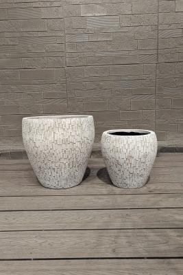 China Custom Fiber Clay Planter Frost Resistant Round 300x410mm for Garden Hotel for sale