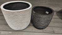 China Hand Carved Fiber Cement Planter Frost Resistant 340mm 410mm Indoor Decorative Pot for sale
