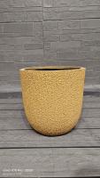 China Quangui Fiber Clay Planter Round 340mm Textured Surface Indoor Decoration No Drainage Holes for sale