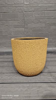China Quangui Fiber Clay Planter Round 340mm Textured Surface Indoor Decoration No Drainage Holes for sale