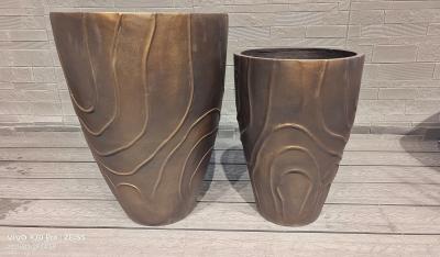 China Round Fiber Clay Planter 7-8 Year Indoor Lifespan Custom Color Frost Resistant for sale