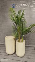 China Fiber Clay Round Planter Hand Carved Texture D420xH700 Durable Indoor Pot for sale