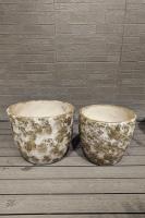 China Quangui Fiber Clay Planter Modern Texture Hand Carve Round Indoor Decoration 7-8 Year Lifespan for sale