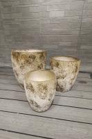 China Fiber Clay Planter Round Frost Resistant Indoor Decoration 300mm 230mm Custom Color for sale