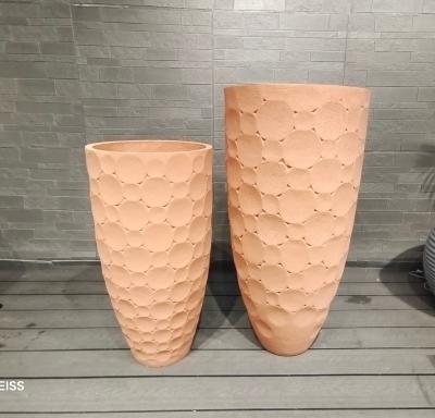 China Fiber Clay Planter Frost Resistant Round 300x410mm Custom Color for Indoor Outdoor Garden Decor for sale