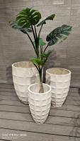 China Quangui Fiber Clay Planter Round Modern Custom Color Frost Resistant 5-6 Years Outdoor for sale