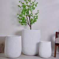 China Fiber Clay Planter Round Shape with Drainage Custom Color for Indoor Outdoor Garden Decor for sale