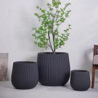 China Quangui Fiber Clay Planter Round Modern Flower Pot 3 Sizes Custom Color Indoor Outdoor for sale