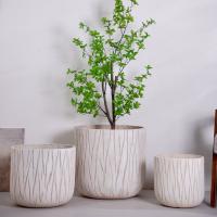 China Quangui Fiber Clay Planter Round Flowerpot Indoor Outdoor 3 Size Options Custom Color for sale