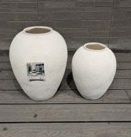 China Round Fiber Clay Planter with Drainage Holes 300mm Modern Frost Resistant Pot for sale