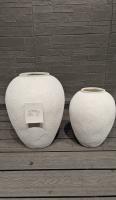 China Round Fiber Clay Planter with Drainage Holes 300mm Modern Frost Resistant Pot for sale