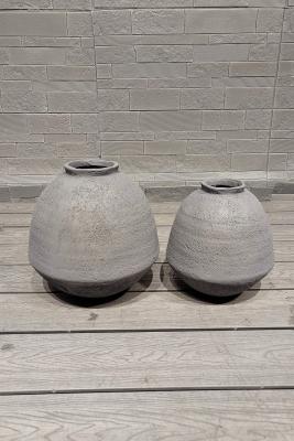 China Quangui Fiber Clay Planter Round 5-6 Year Outdoor Life Hand Carved Texture for sale
