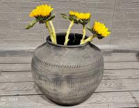 China Fiber Clay Planter Hand Carve Finishing 44x44x38.5cm Indoor Decoration Frost Resistant for sale
