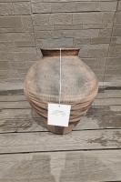 China Fiber Clay Planter Frost Resistant Textured Surface Modern Round Planter 5-6 Years Outdoor for sale