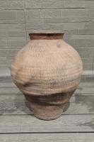 China Fiber Clay Planter Frost Resistant Textured Surface Modern Round Planter 5-6 Years Outdoor for sale