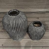 China Fiber Clay Planter Round 34x34x46 cm Hand Carved Modern Custom Color for Indoor Decoration for sale