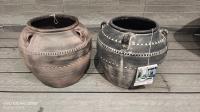 China Round Fiber Clay Planter Outdoor 5-6 Year Lifespan Custom Color for sale