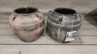 China Round Fiber Clay Planter Outdoor 5-6 Year Lifespan Custom Color for sale