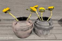 China Round Fiber Clay Planter Outdoor 5-6 Year Lifespan Custom Color for sale